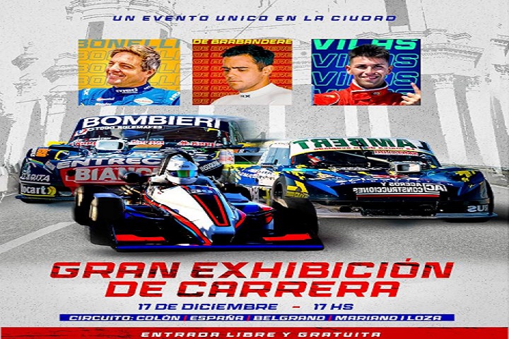 La exhibición de Autos de Carreras está llegando a Plaza Mitre de Goya